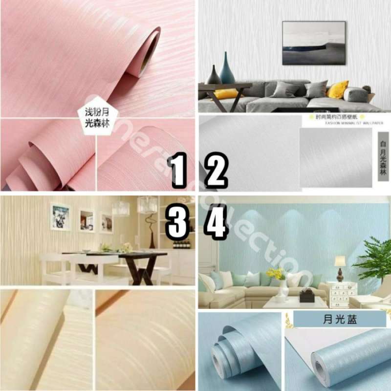 Promo Wallpaper Dinding Ukuran 45 Cm X 10m Motif Polos Salur Gelombang