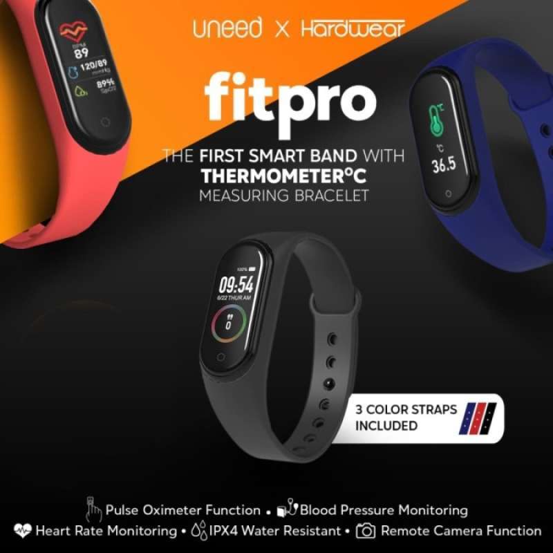 Jual Hardwear Fitpro Smartband With Thermometer Pengukur Suhu Tubuh di ...