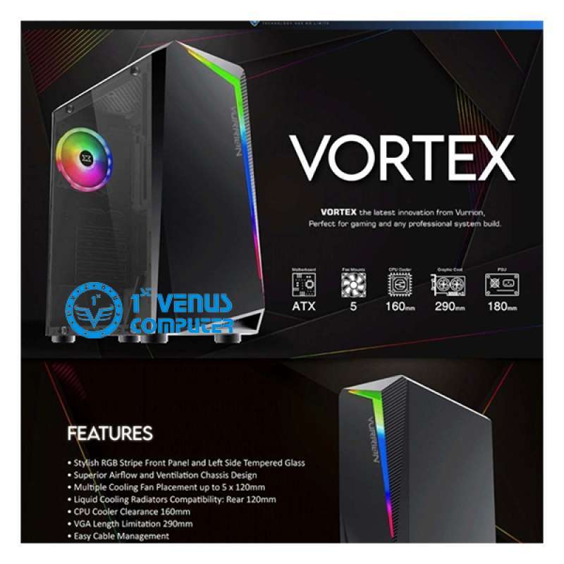 Jual VURRION CASING VORTEX BLACK / CASING GAMING / CASE10-VUR di Seller ...