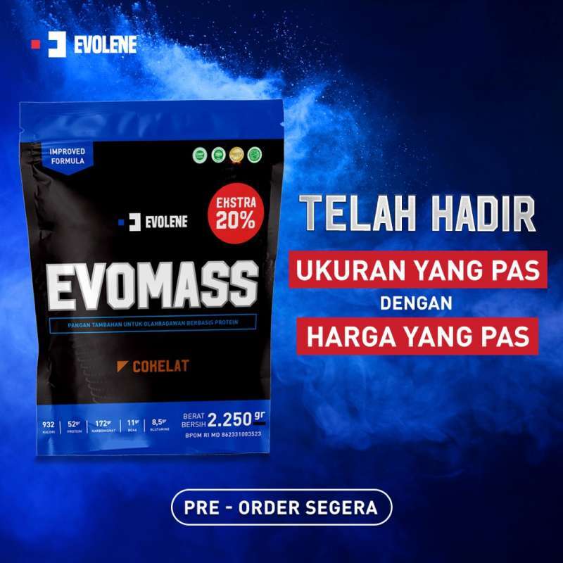 Promo EVOLENE Evomass Gainer 5 lbs / 2250 gr Evo mass 5 lb 5lb Susu ...