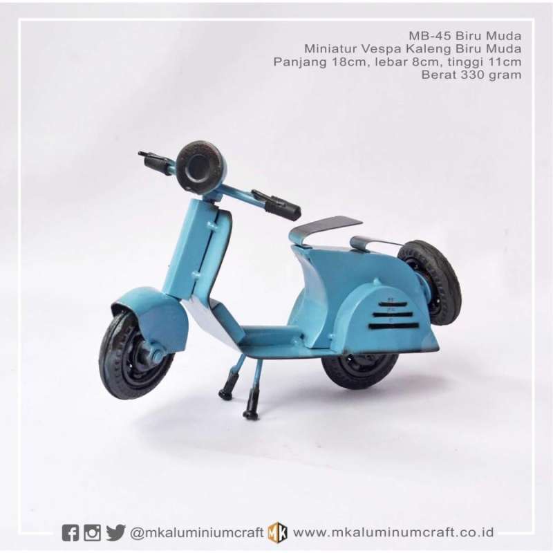 Jual Miniatur Sepeda Motor Vespa Jadul Bahan Logam Kaleng warna Biru MB ...
