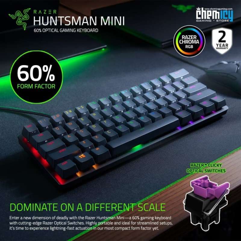 Jual Razer Huntsman Mini Black 60% Mechanical Gaming Keyboard - Purple ...