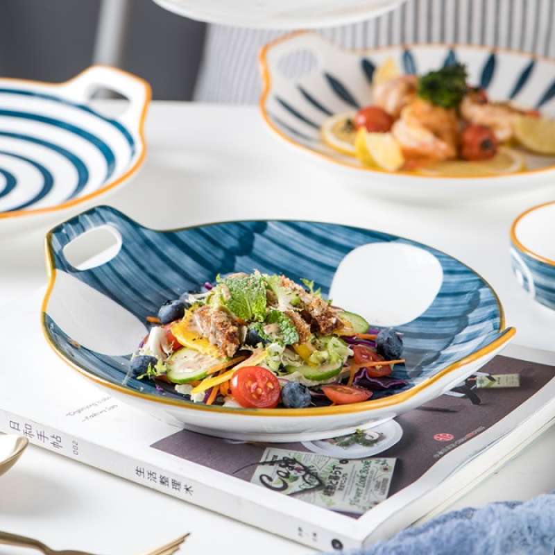 Promo Piring Keramik Bulat Gagang Telinga Ukuran 9 Inch Design Jepang ...