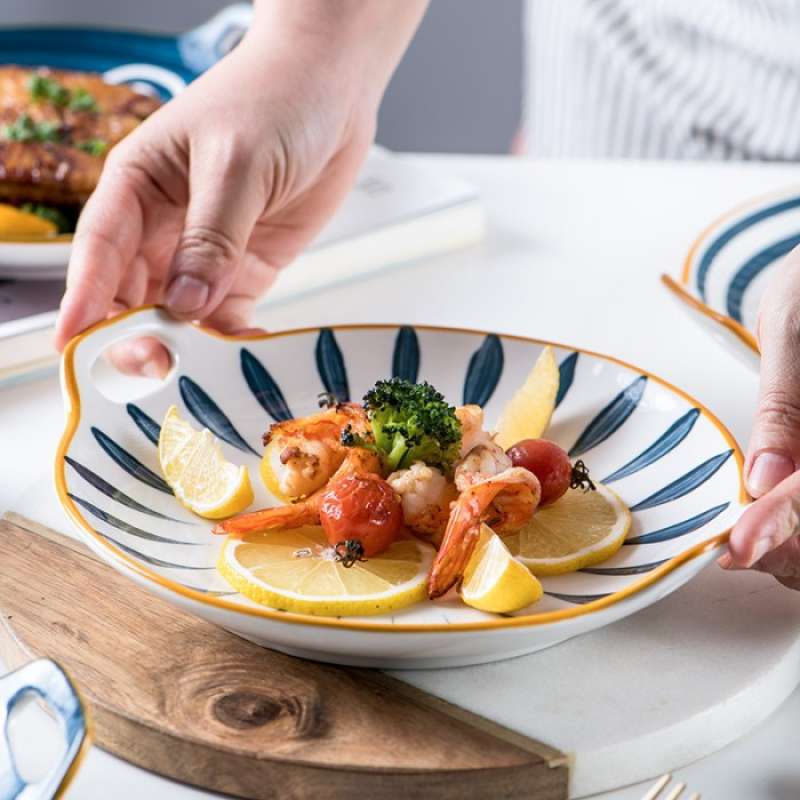 Promo Piring Keramik Bulat Gagang Telinga Ukuran 9 Inch Design Jepang ...