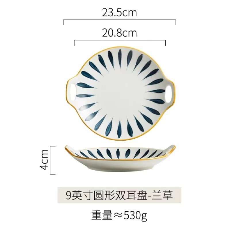 Promo Piring Keramik Bulat Gagang Telinga Ukuran 9 Inch Design Jepang ...