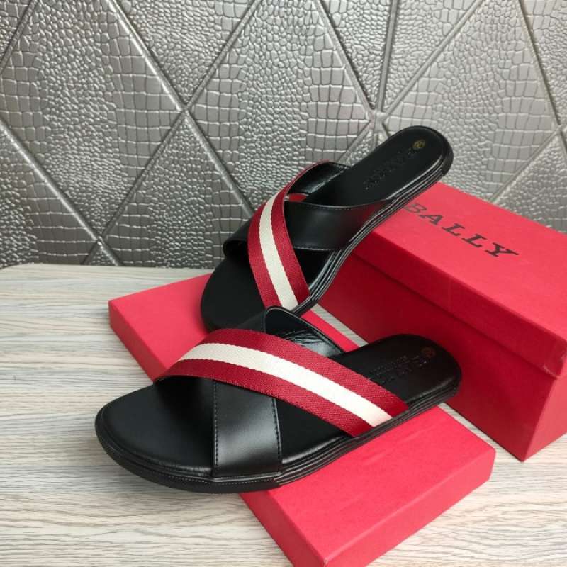 Jual Sandal Selop Cowok Silang Merah Sendal Slide Slippers Leather ...