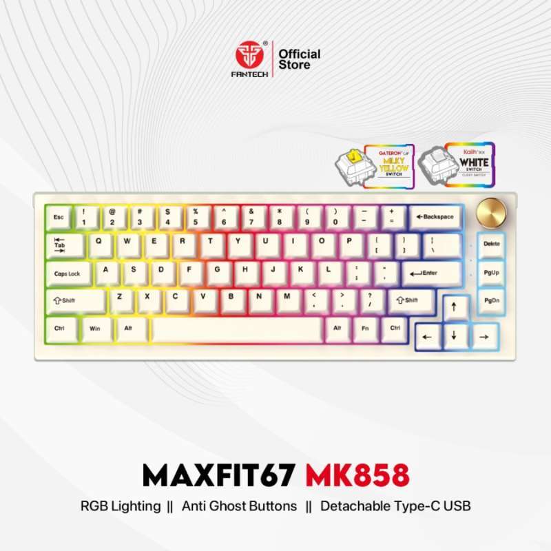 Jual Fantech MAXFIT67 Wireless PUTIH Hotswapable Mechanical Keyboard ...
