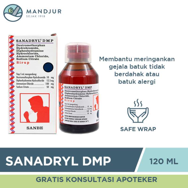 Jual Sanadryl DMP Sirup 60 mL - Obat Batuk Kering dan Batuk Alergi di ...