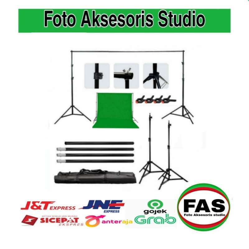 Promo Paket stand Green Screen 2 x 2,5 meter+Tiang stand 190cm x 300cm ...