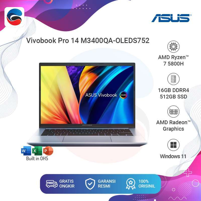 Jual Asus Laptop Vivobook Pro 14 Oled M3400qa Oleds752 Amd Ryzen 7 5800h 16gb 512gb Win 11 Di ...