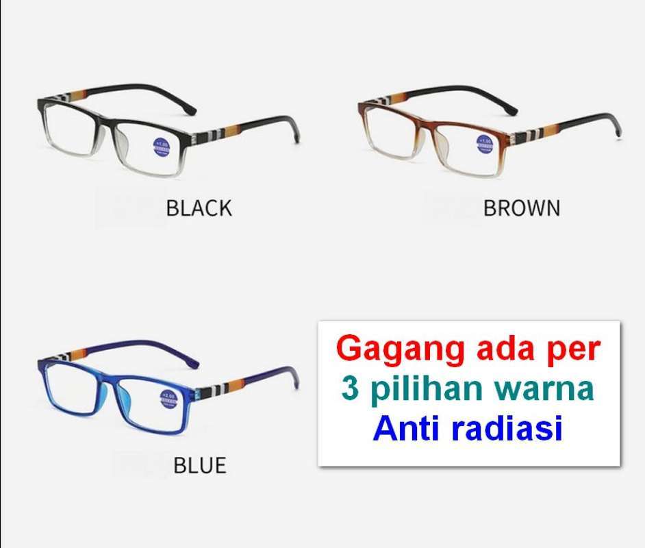 Jual KACAMATA BACA PLUS ANTI RADIASI FRAME DENGAN PER - PLUS350 Hitam ...