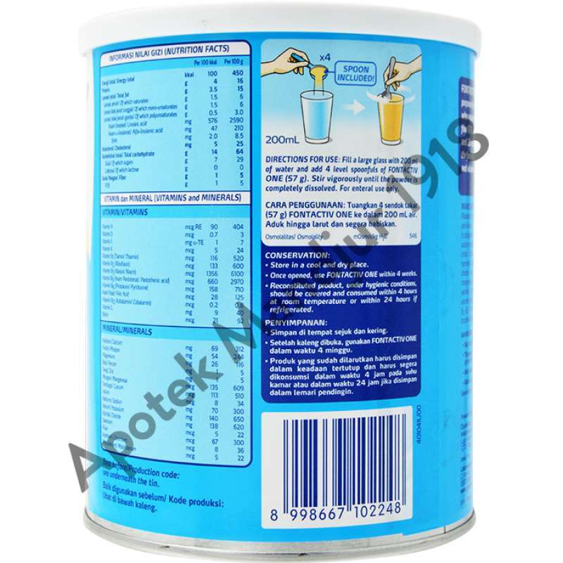 Jual FontActiv One Rasa Vanila 400 Gr - Susu Penambah Nutrisi Dewasa di ...