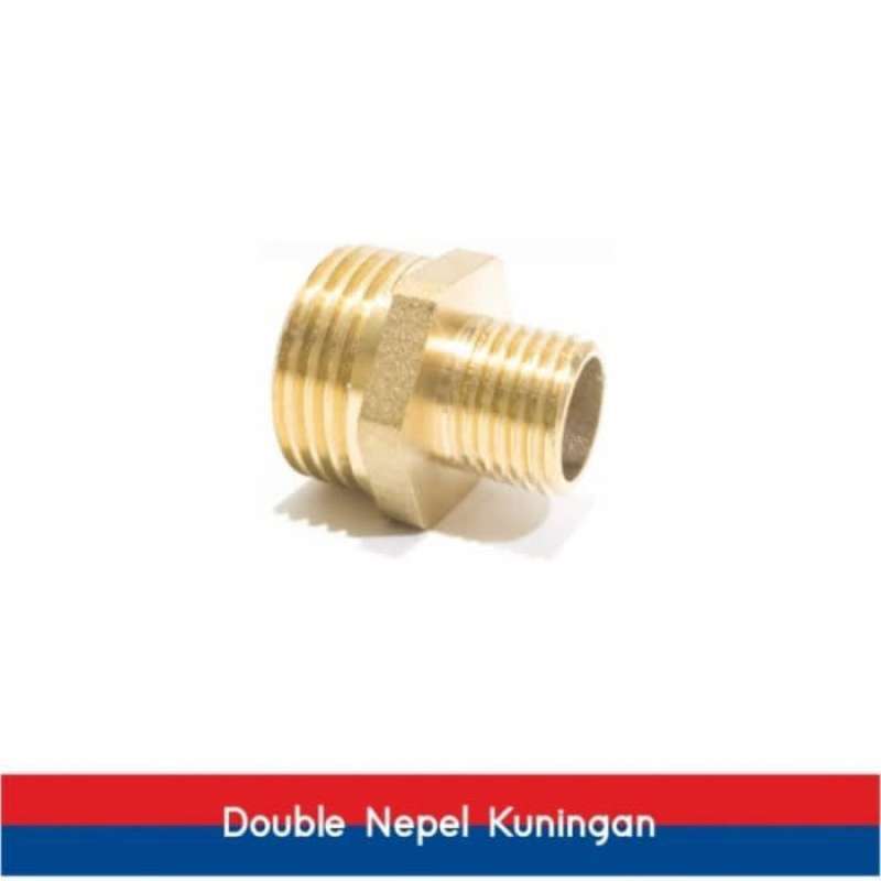 Promo Jual Double nepel kuningan asli ukuran 1/2 x 3/4 inch / double nepel Berkualitas Diskon 13 ...