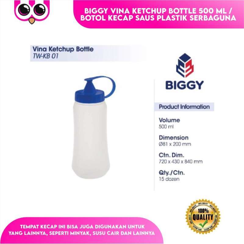 Jual BIGGY VINA KETCHUP BOTTLE 500 ML / BOTOL KECAP SAUS PLASTIK ...