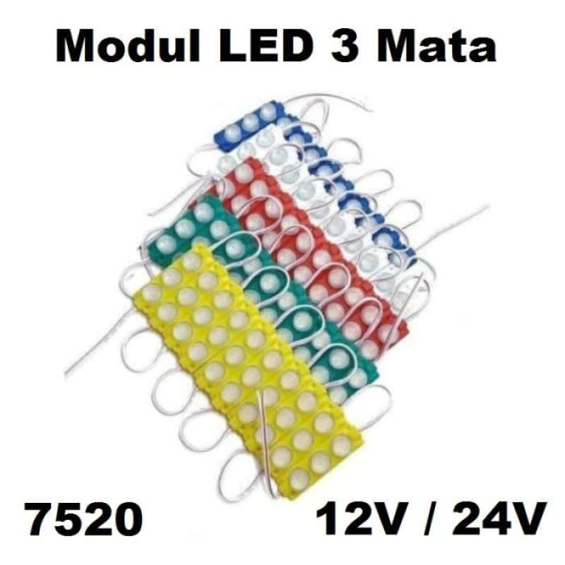 Promo Jual Modul Lampu LED 3 Mata Besar 3W 12V 24V Motor Mobil 7520 ...