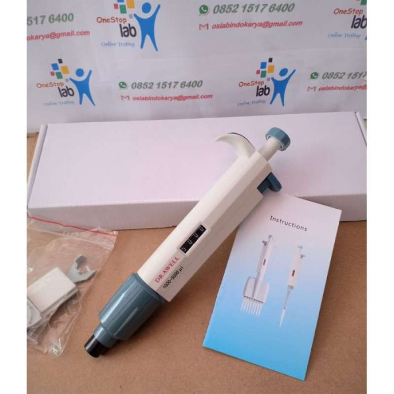 Jual Drawell Micropipette 1-10 Ml Mikropipet Adjustable Volume 1000 ...