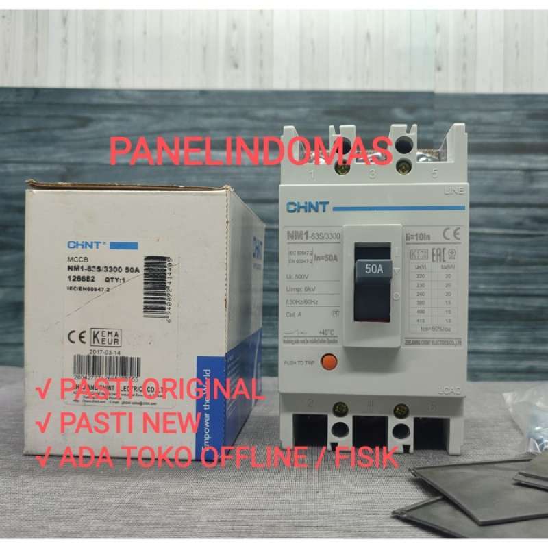 Promo MCCB Breaker Chint NM1-63S / NM163S 3P 15kA 50A Diskon 23% di Seller Kamijaya Store ...