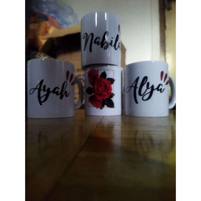 Jual Cetak Mug Custom Gelas Desain Foto & Nama Pengerjaan Satu Hari ...