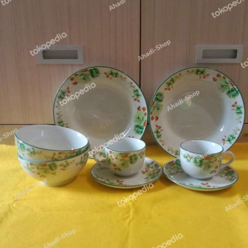 Promo Piring Set Makan/ Piring Makan Set Keramik/ Dinner Set Makan Rose ...