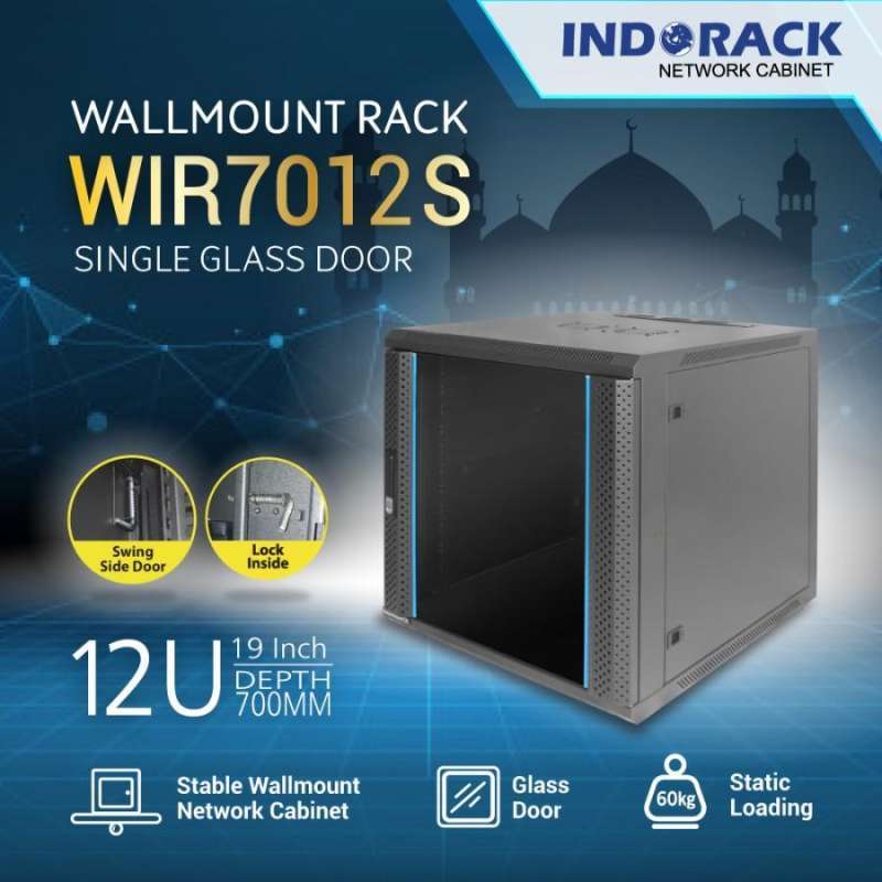Jual Wallmount Rack INDORACK Glass Door Rak Server 12U Depth 700mm ...