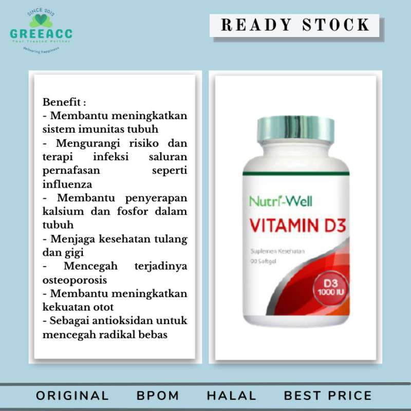 Jual Nutriwell Nutri-well Vitamin D3 1000 Iu (90 Softgels) Di Seller ...