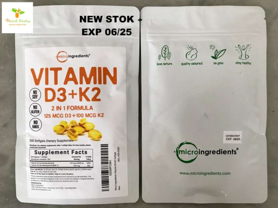 Jual Micro Ingredients Vit D3 K2 Vitamin D3 5000 Iu + K2 Di Seller Nur ...