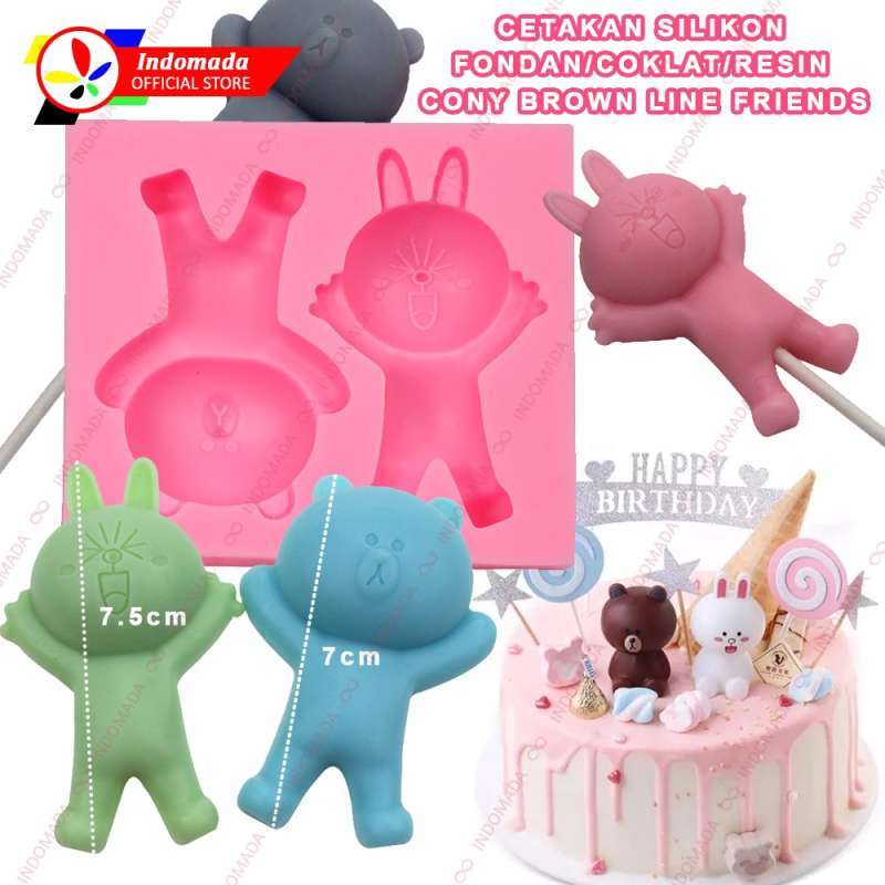 Jual Indomada Cetakan Silikon Coklat Cony Bear Emoticon Line Karakter ...