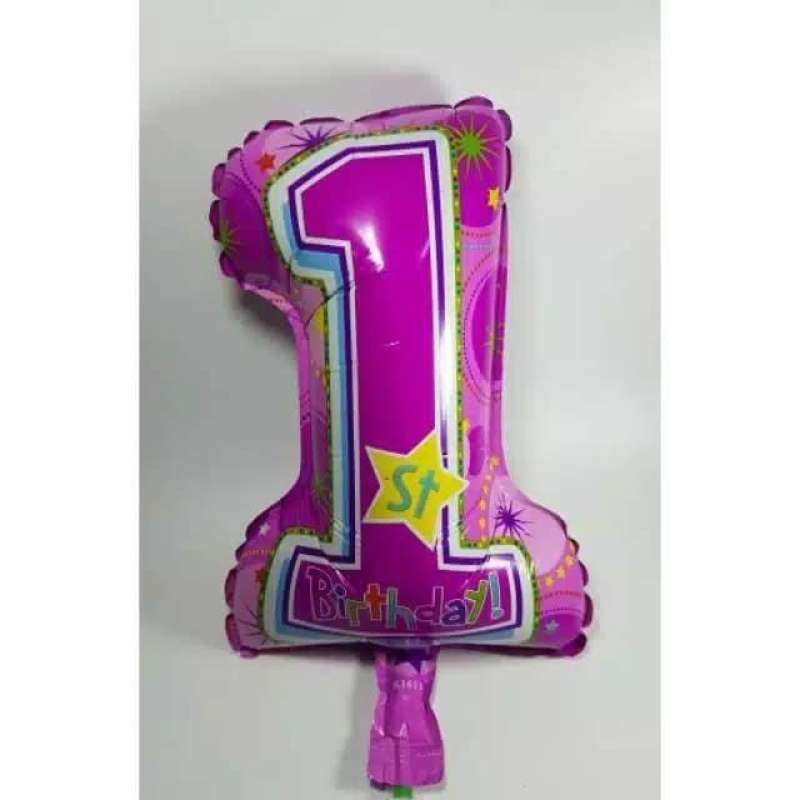Jual Balon Foil First Birthday Girl Pink Balon Ulang Tahun Angka Satu ...