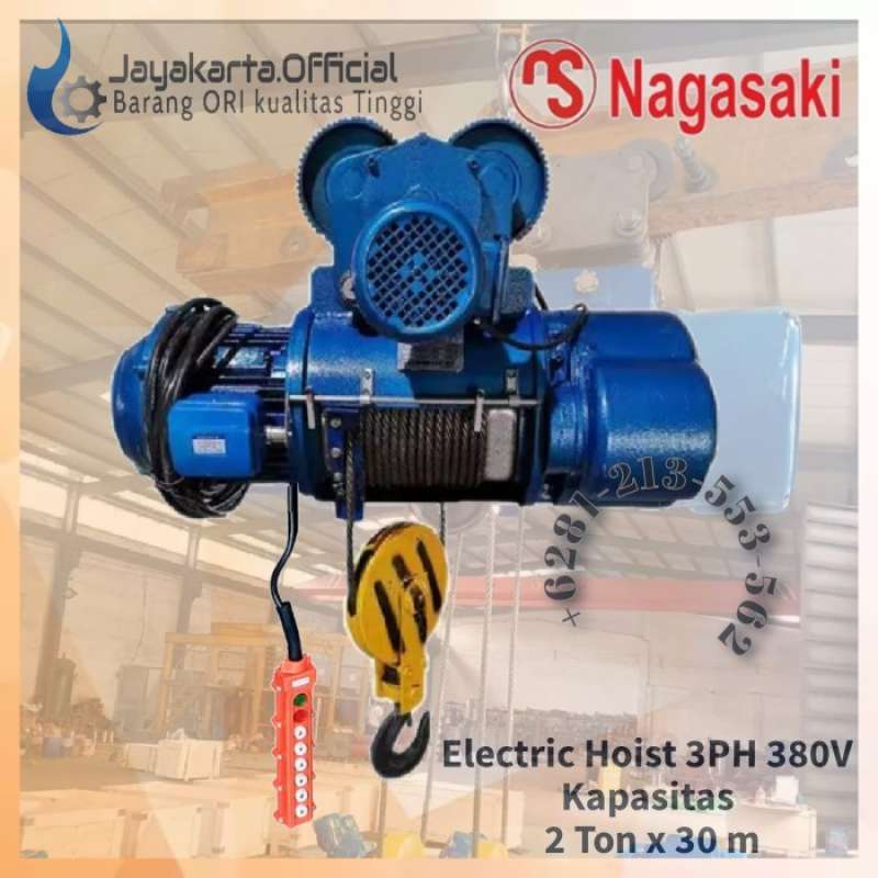 Promo electric chain hoist 2 ton wire rope 30 meter 380 Volt Nagasaki ...