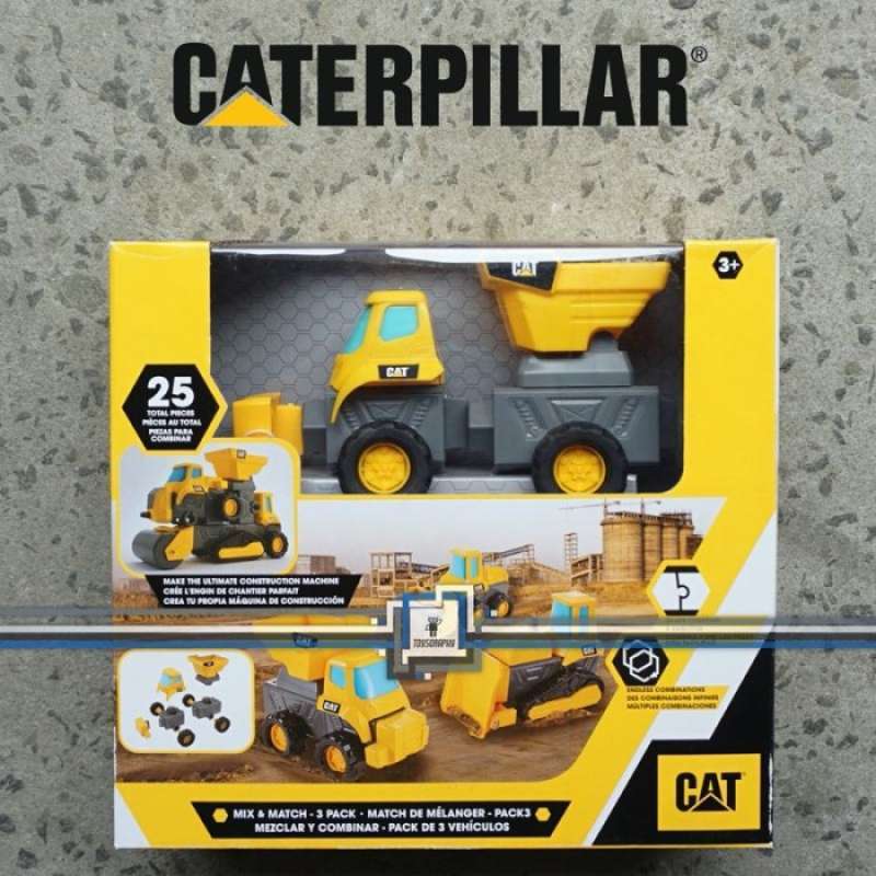 Promo Caterpillar Mix and Match Fleet 3 Pack Wheel Loader Cement Mixer ...