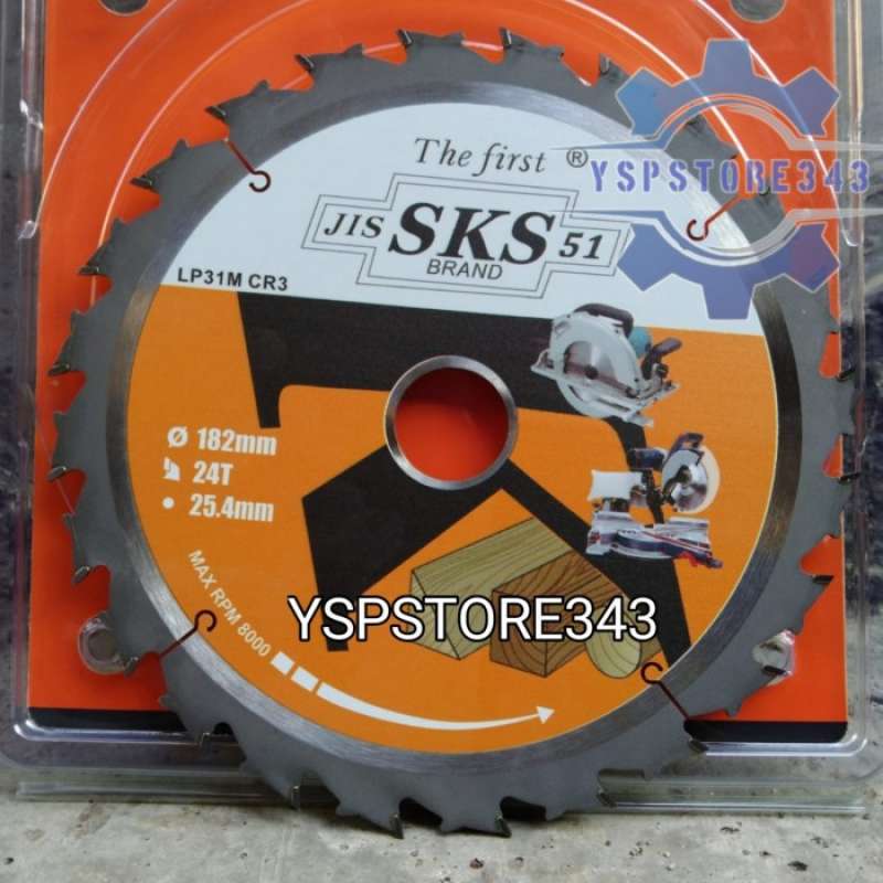 Promo MATA GERGAJI SKS CIRCULAR 7 INCH 182 MM x 24 T BELAH KAYU POTONG Diskon 23% di Seller ...