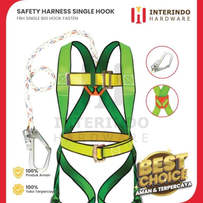 Promo FULL BODY HARNESS SINGLE BIG HOOK FASTEN GOSAVE WITH WEBBING PAD ...