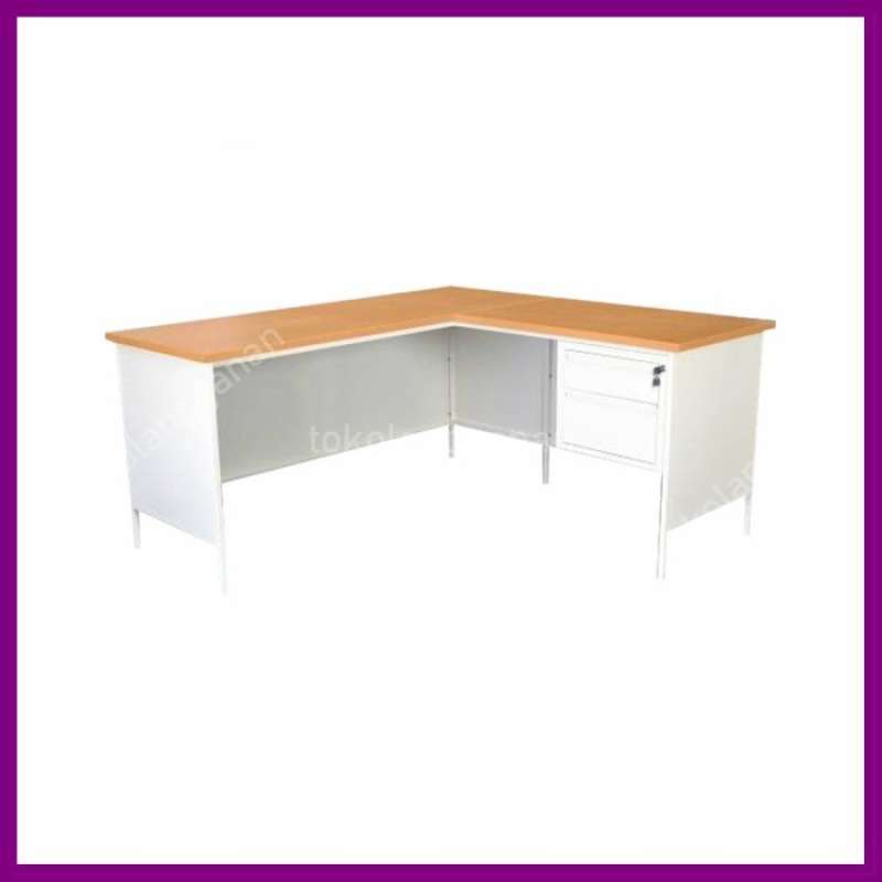 Promo Meja Kantor Metal L-Shape - Putih Diskon 23% di Seller Aizen ...