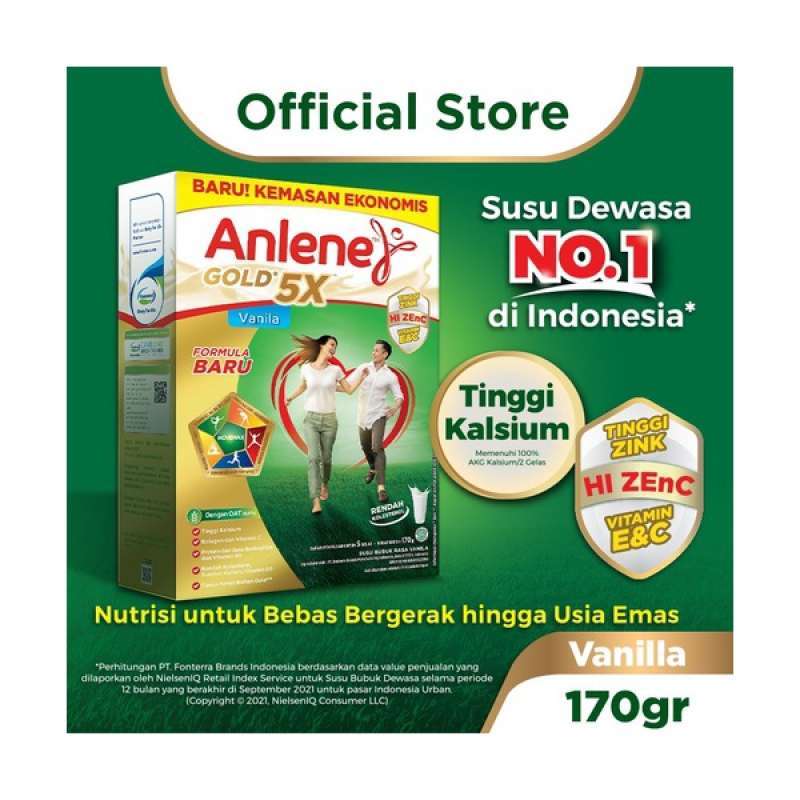 Jual Anlene Gold Plus 5 X Hi-Calcium Vanila 170 Gram di Seller ...