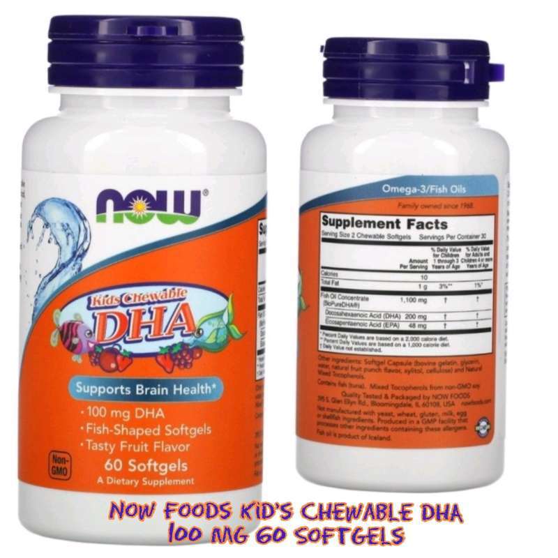 Jual Now Foods Kid's Chewable DHA 100 mg 60 Softgels di Seller Nonik ...
