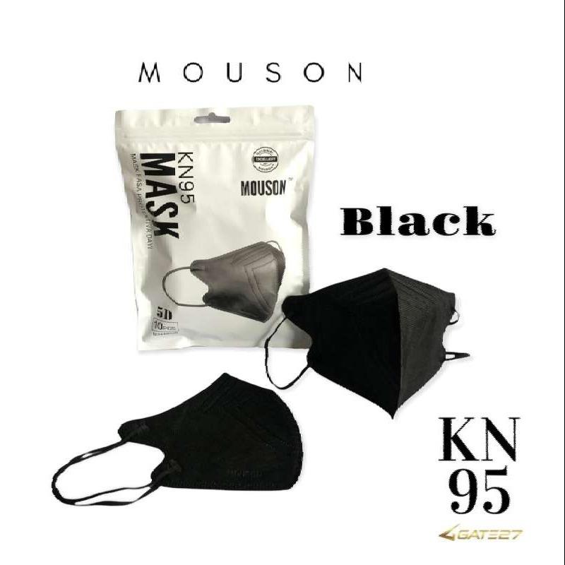 Jual Isi 10 Pcs MOUSON Masker Dewasa KN95 5D 5Ply BLACK / HITAM ...