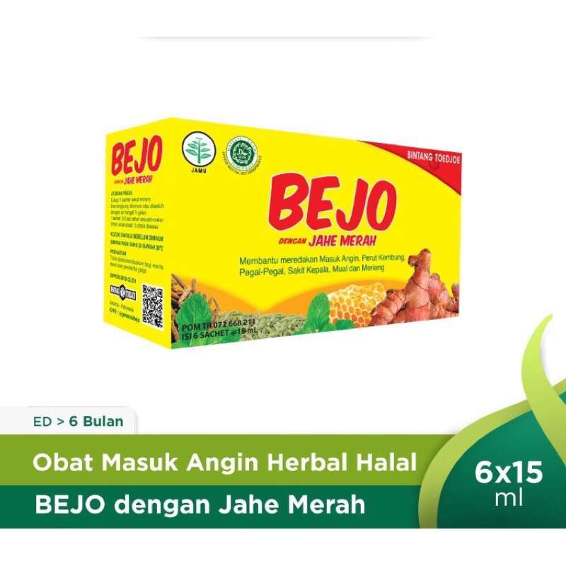 Jual Bejo Herbal Jahe Merah 1 Box Isi 6 Sachet Pereda Masuk Angin Di ...