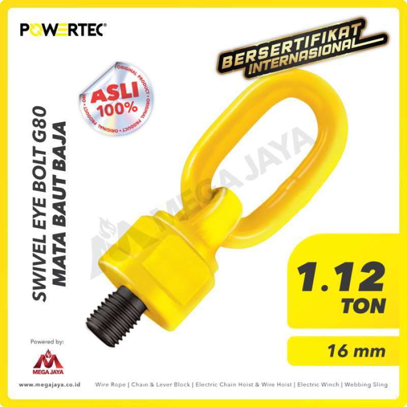Promo Swivel Eye Bolt / Mata Baut M16 - 1.12 Ton Powertec Diskon 7% di ...