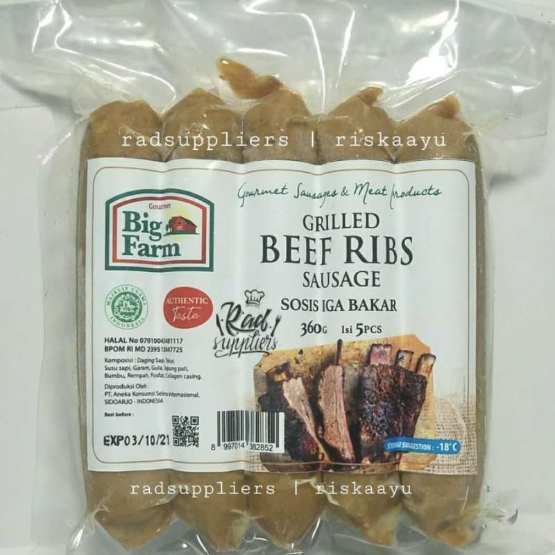 Jual Big Farm Grilled Beef Ribs Premium Sosis 360gram isi 5, Halal, Non ...