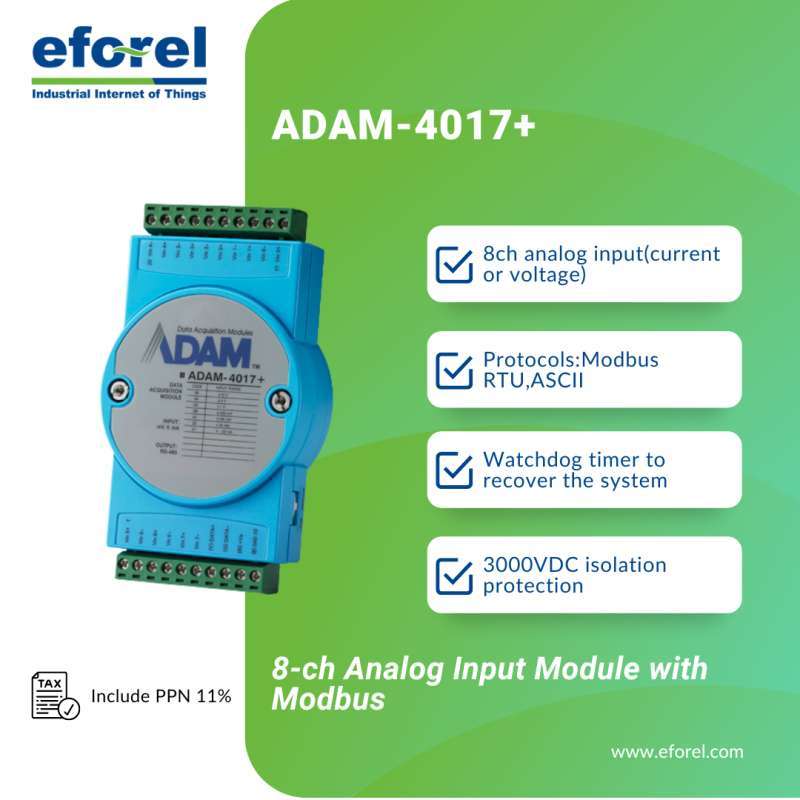 Jual 8 channel Analog Input Module with Modbus RTU Advantech ADAM-4017+ di Seller Eforel Online ...