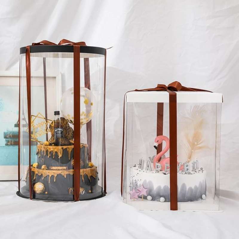 Jual Cake Box Bulat Dus Kue Kotak Kue Transparan Mika Pet Round Window ...