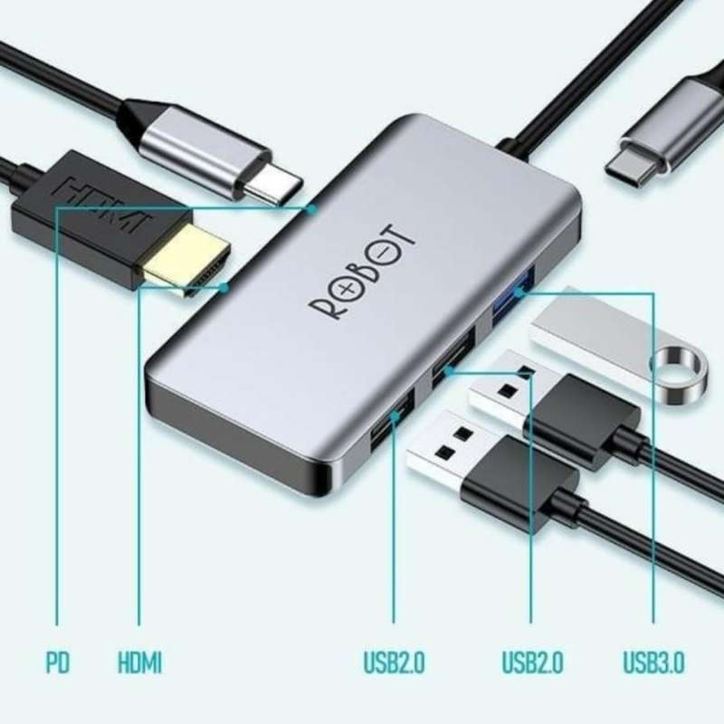 Jual Robot HT255 Kabel Konektor USB Type C to HDMI HUB USB Macbook air ... Jual Robot HT255 Kabel Konektor USB Type C to HDMI HUB USB Macbook air ...