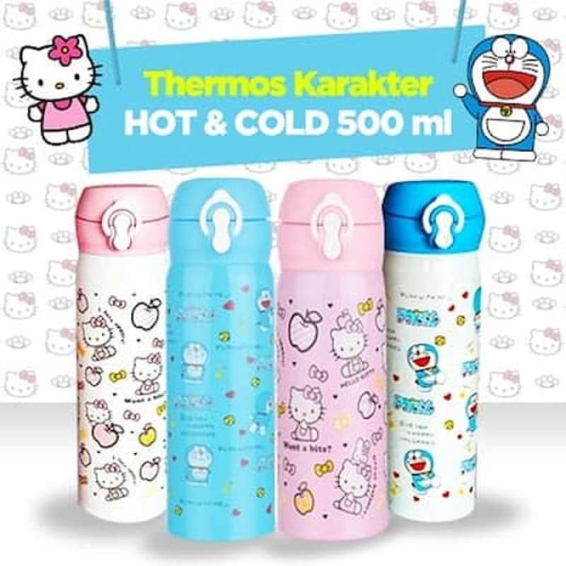 Jual Termos Karakter Safety Lock Doraemon Hello Kitty Tutup Kancing One ...