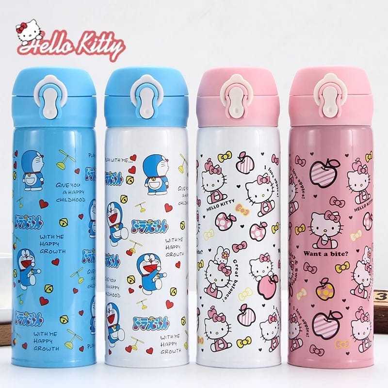 Jual Termos Karakter Safety Lock Doraemon Hello Kitty Tutup Kancing One ...