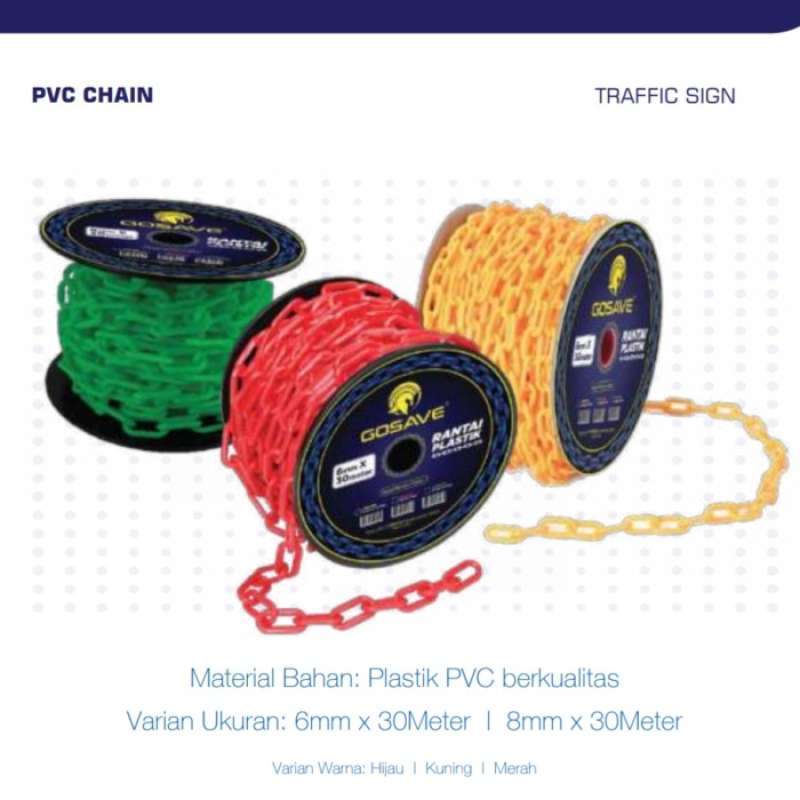 Jual Rantai Plastik Roll 6 mm x 30 m Traffic Cone / Plastic Chain ...