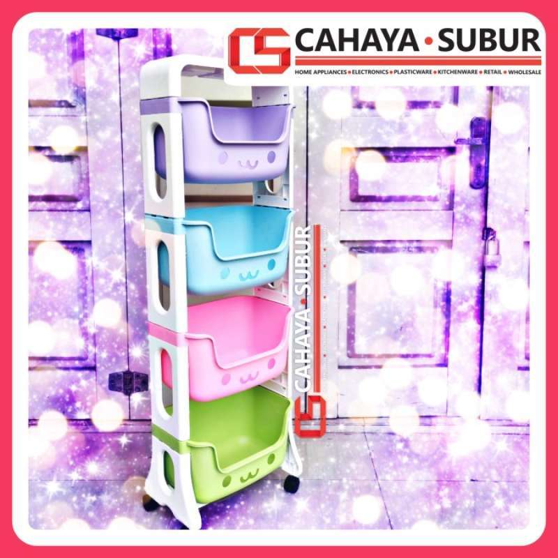 Promo Rak Susun Roda Mainan Anak Rainbow Susun 4 Rak Susun Roda ...