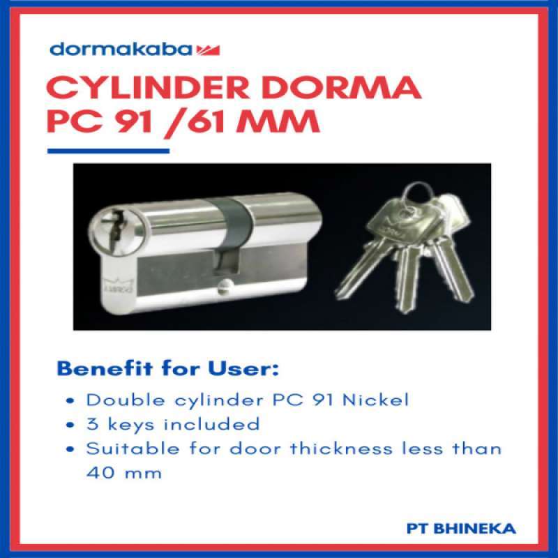 Promo Dorma Cylinder Pc 91/61 Mm Double Cylinder Diskon 16% di Seller Jamil Store - Cengkareng ...