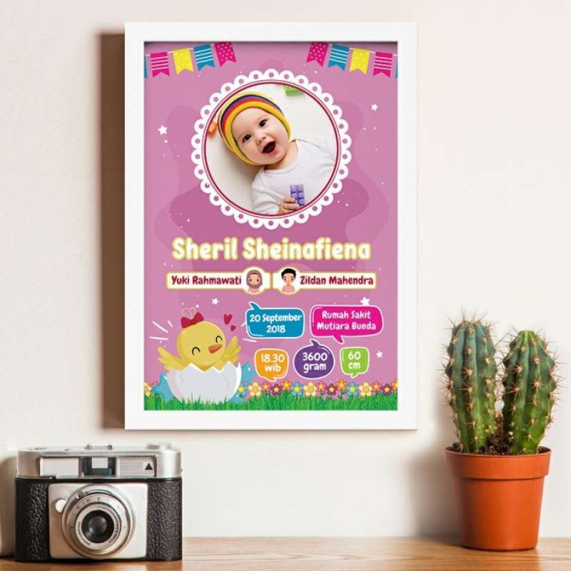 Promo Wall Decor Frame Bingkai Fiber Poster Biodata Bayi - Multicolor ...