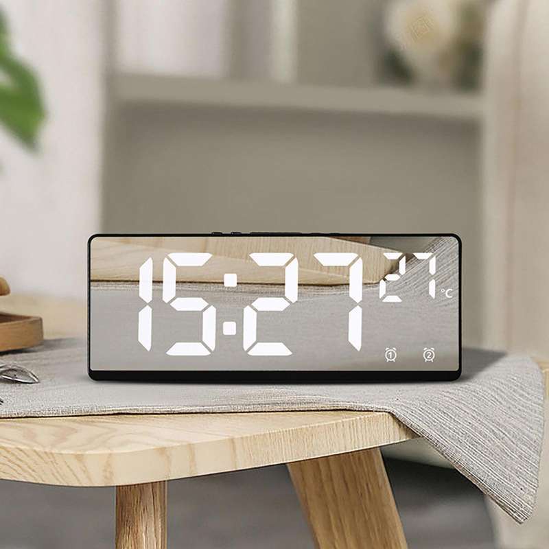 Jual Digital Clock Desktop Mirror LED Clock for Beside School Hall ...