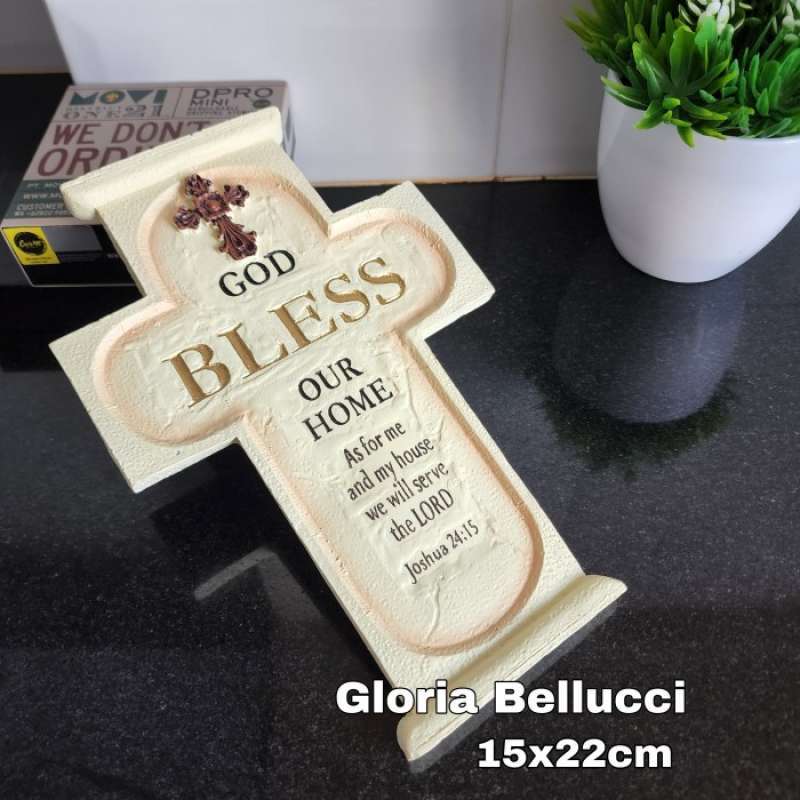 Jual salib dinding god bless our home yesus gantung decor hiasan rumah ...